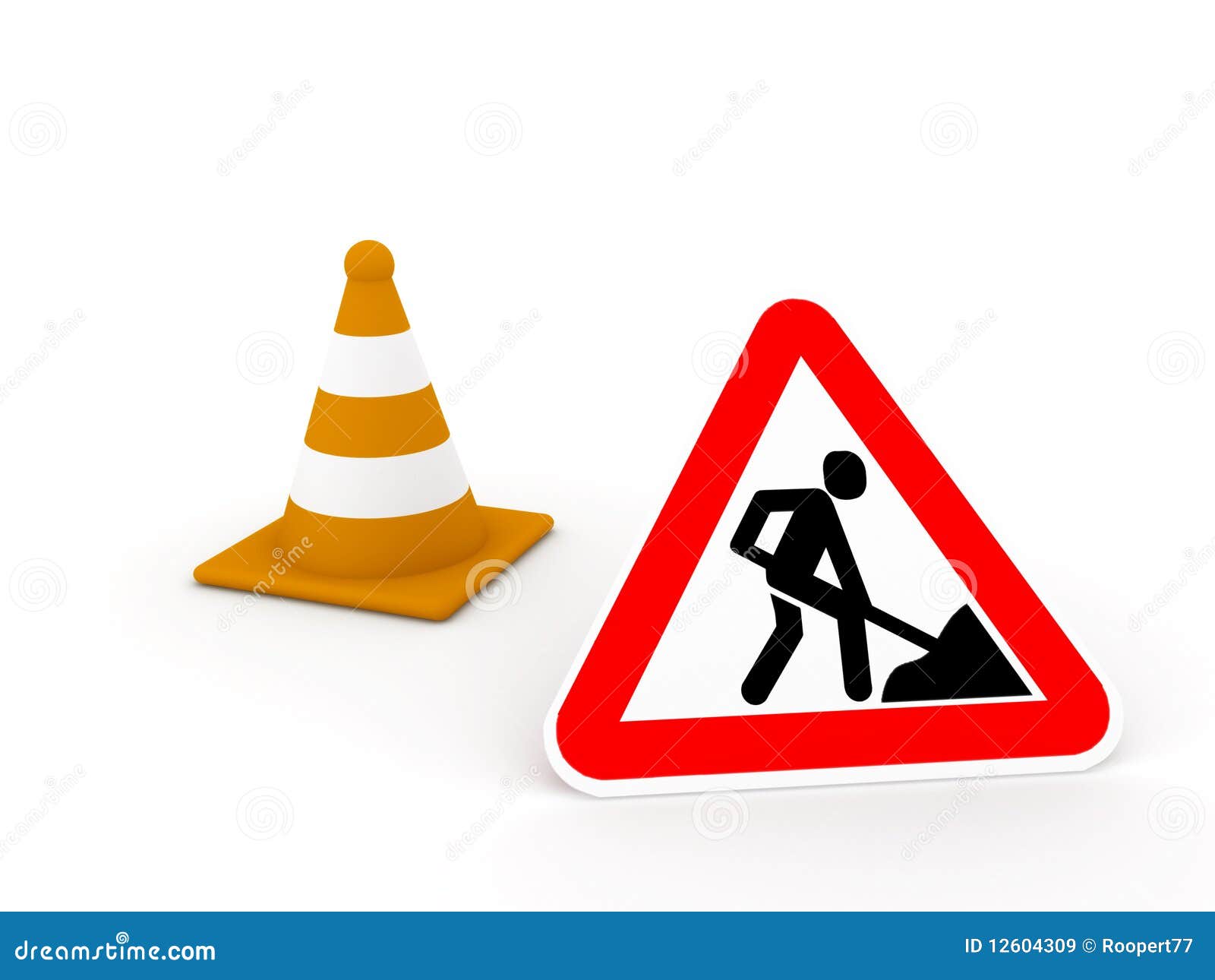 Construction Zone Warning Sign - Working Excavator Concept Cartoon ...
