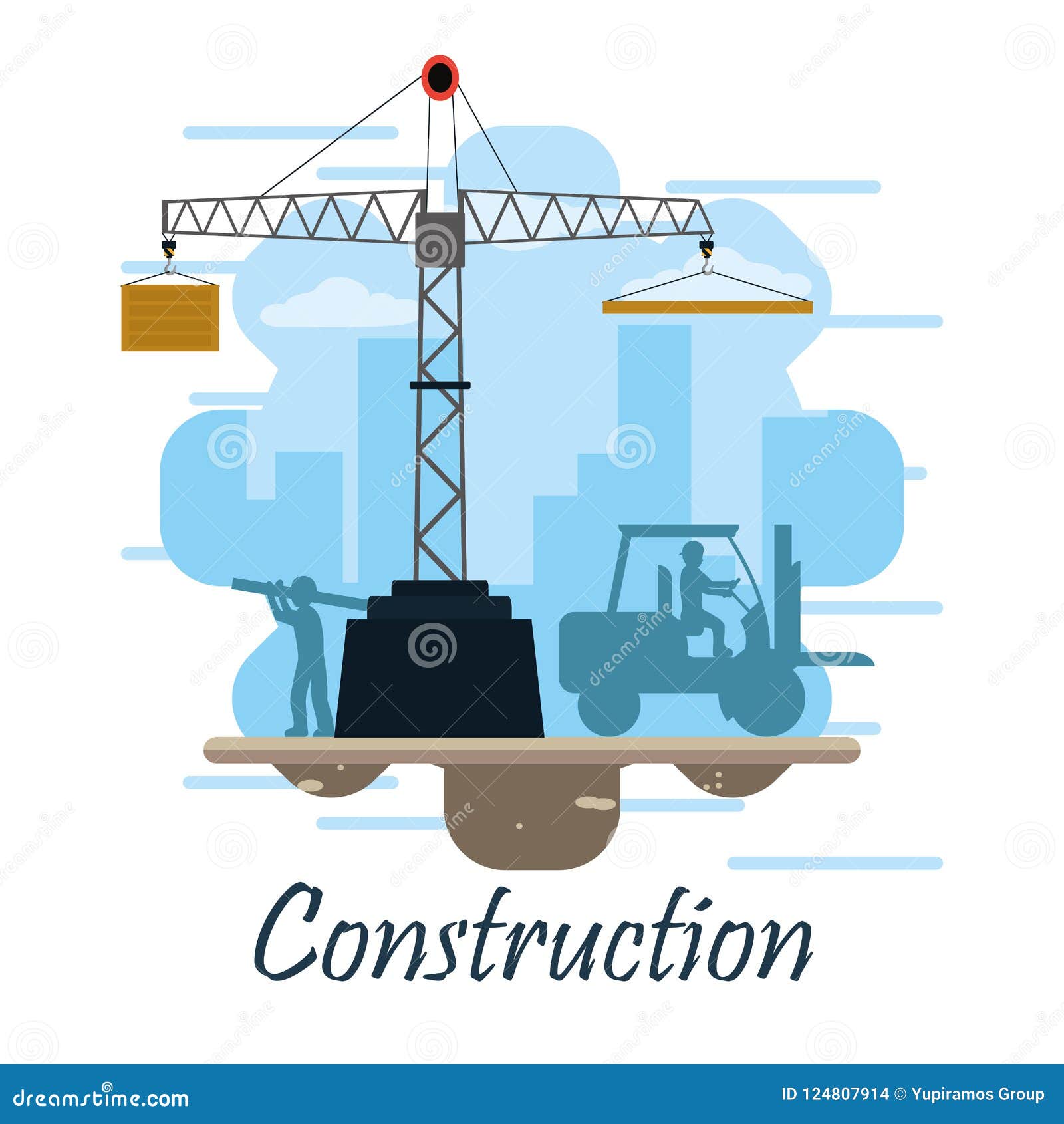 Construction zone concept stock vector. Illustration of forklift ...