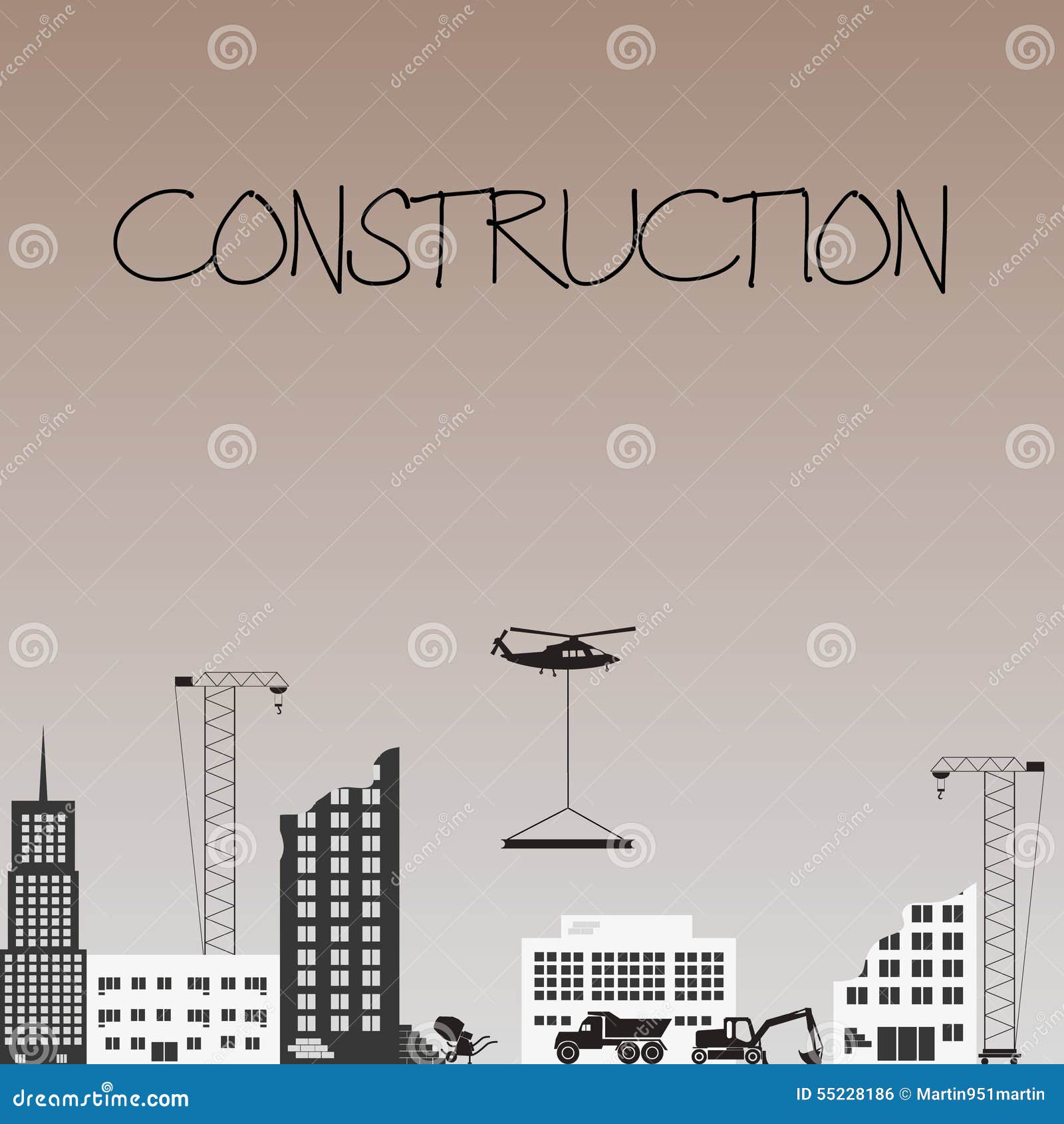 Construction Zone Warning Sign - Working Excavator Concept Cartoon ...