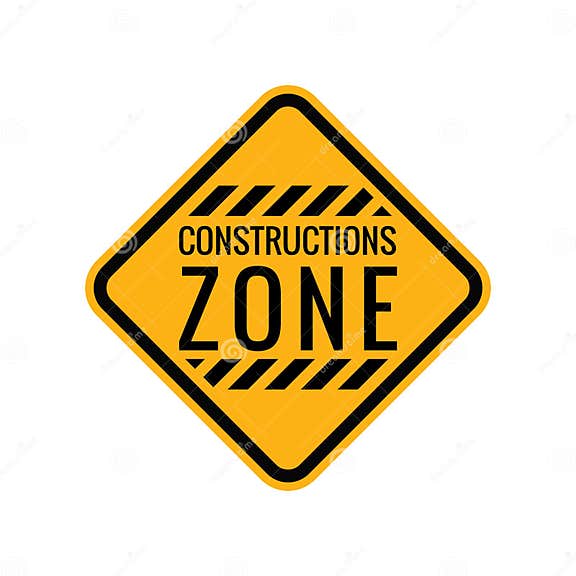 Construction Zone Sign. Vector Illustration Decorative Design Stock ...