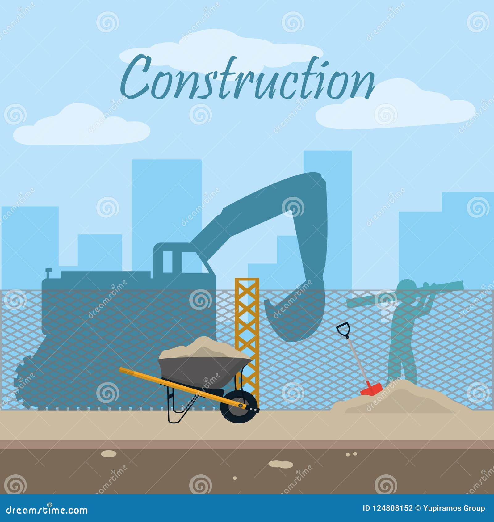 Construction zone concept stock vector. Illustration of equipment ...