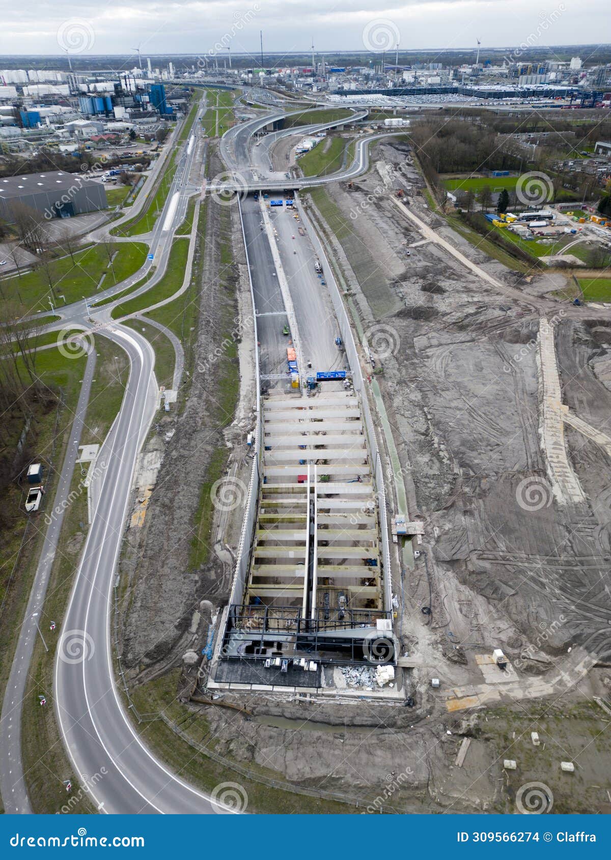 Constructions of a New Highway and Tunnel in Rotterdam Stock Photo ...
