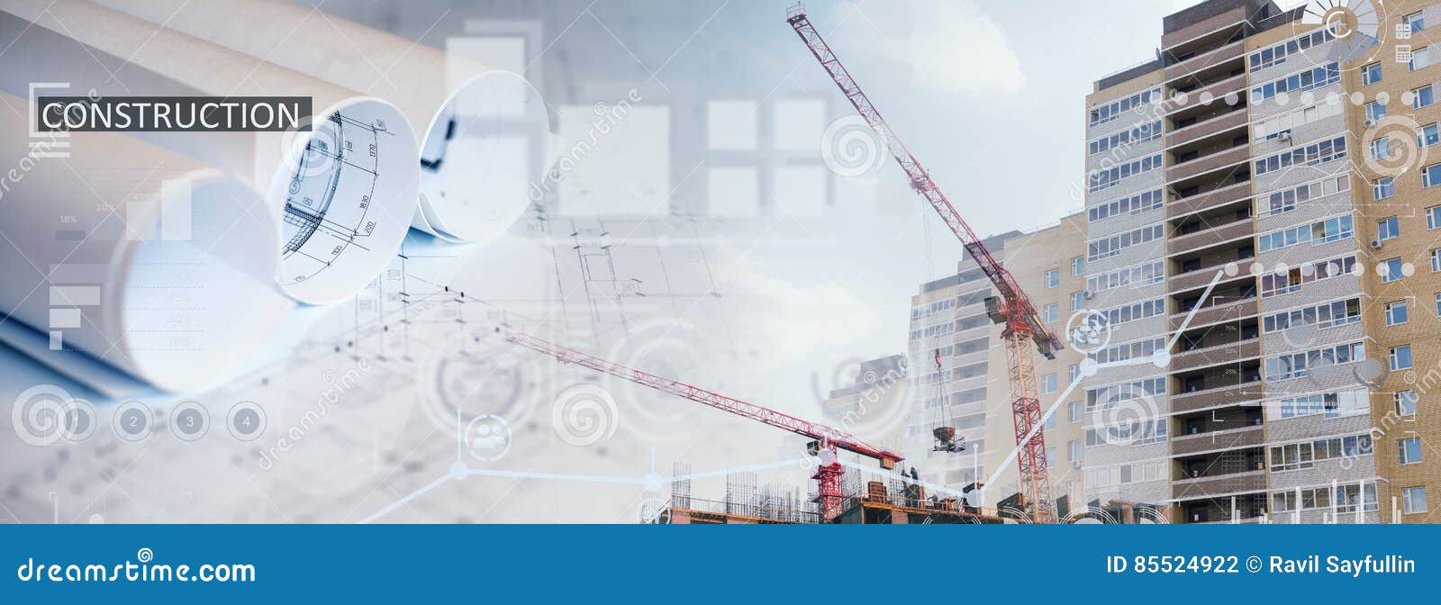 Constructions Site Collage of a New Building Stock Photo - Image of ...