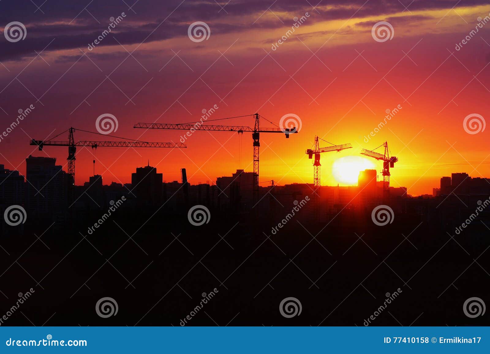 Constructions Site on Sunset Stock Photo - Image of industry ...