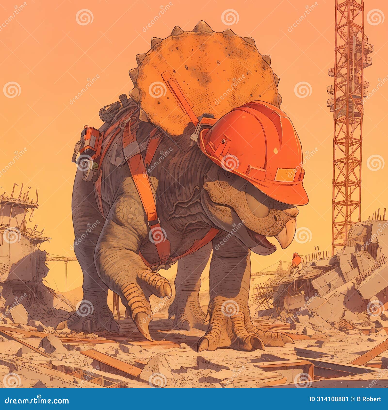 Endearing Fox In Construction Gear Royalty-Free Illustration ...