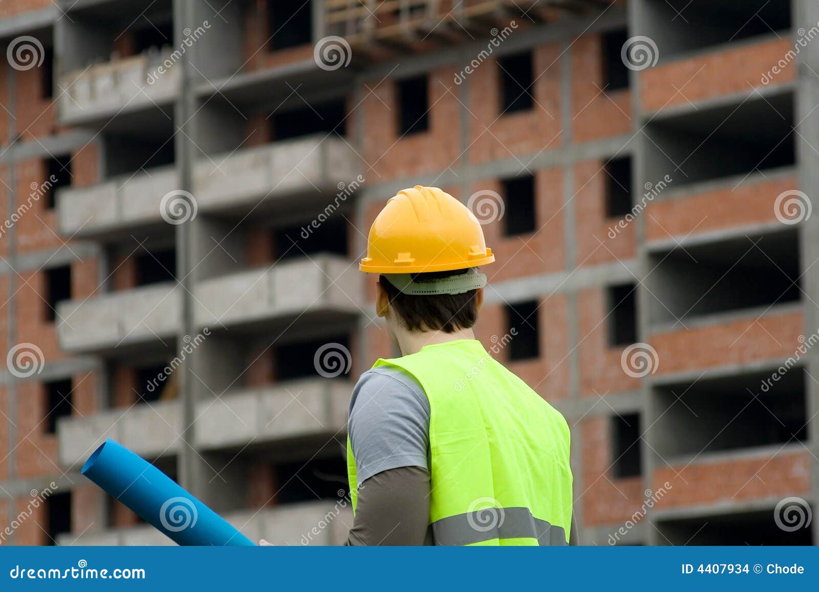 Constructon worker stock photo. Image of uniform, blueprints - 4407934