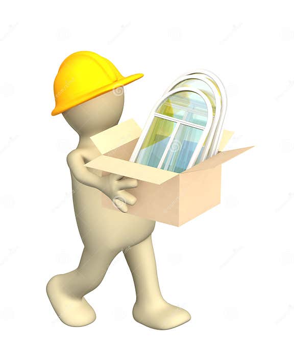 Constructor 3d Que Lleva Un Rectángulo Con Las Ventanas Stock de ...