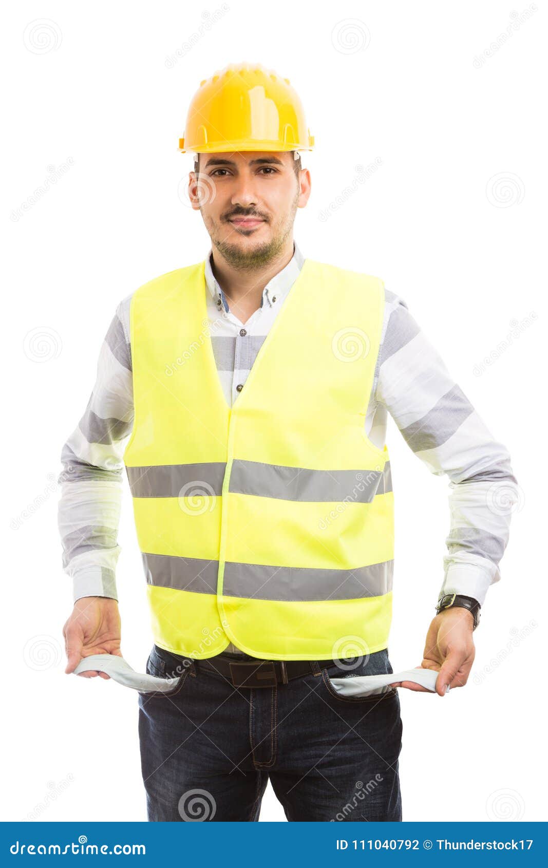 Constructor or Builder Showing Empty Pants Pockets Stock Photo - Image ...