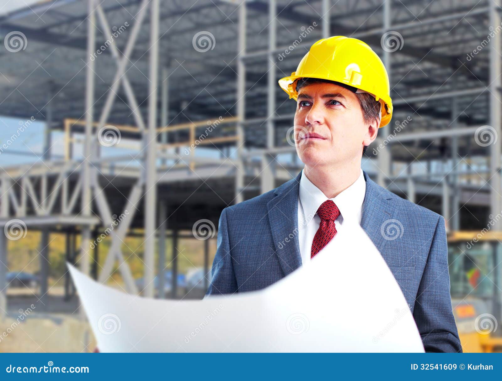 Constructor Del Ingeniero Con Un Proyecto. Imagen de archivo - Imagen ...
