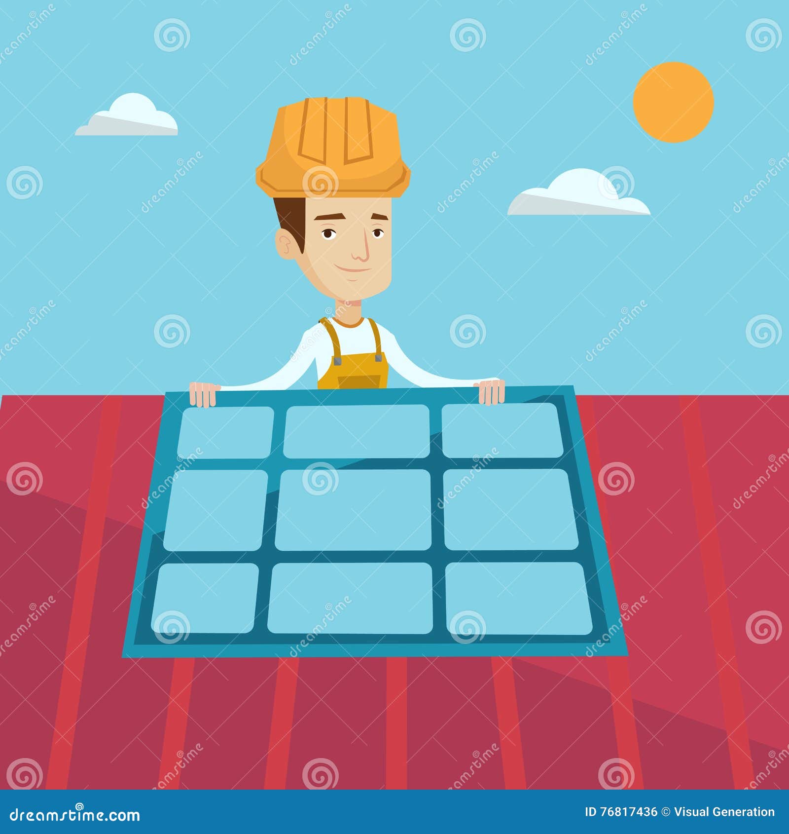 Constructor With Solar Panel. Cartoon Vector | CartoonDealer.com #66320609