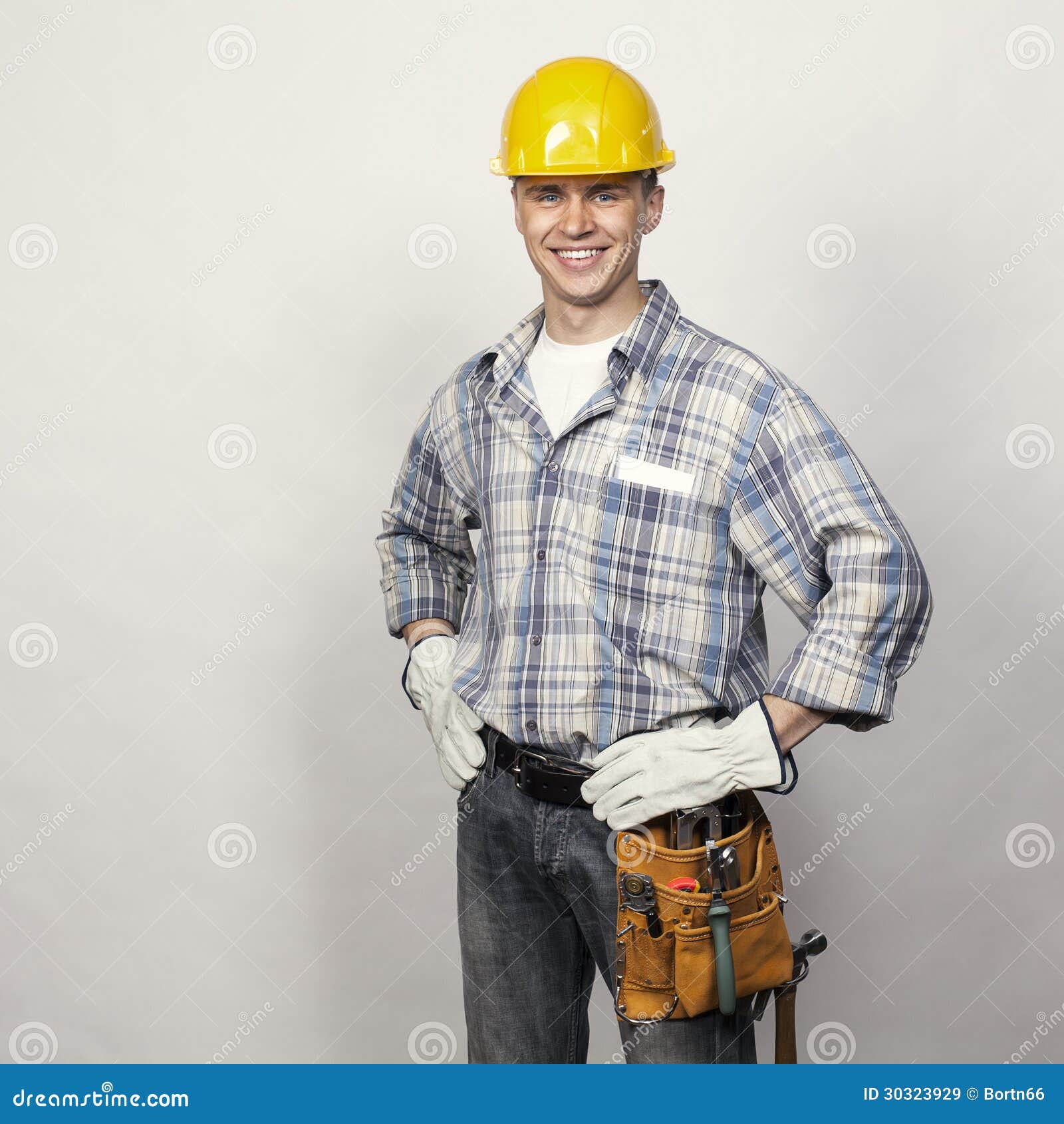 Constructor Joven Sonriente Imagen de archivo - Imagen de sombrero ...