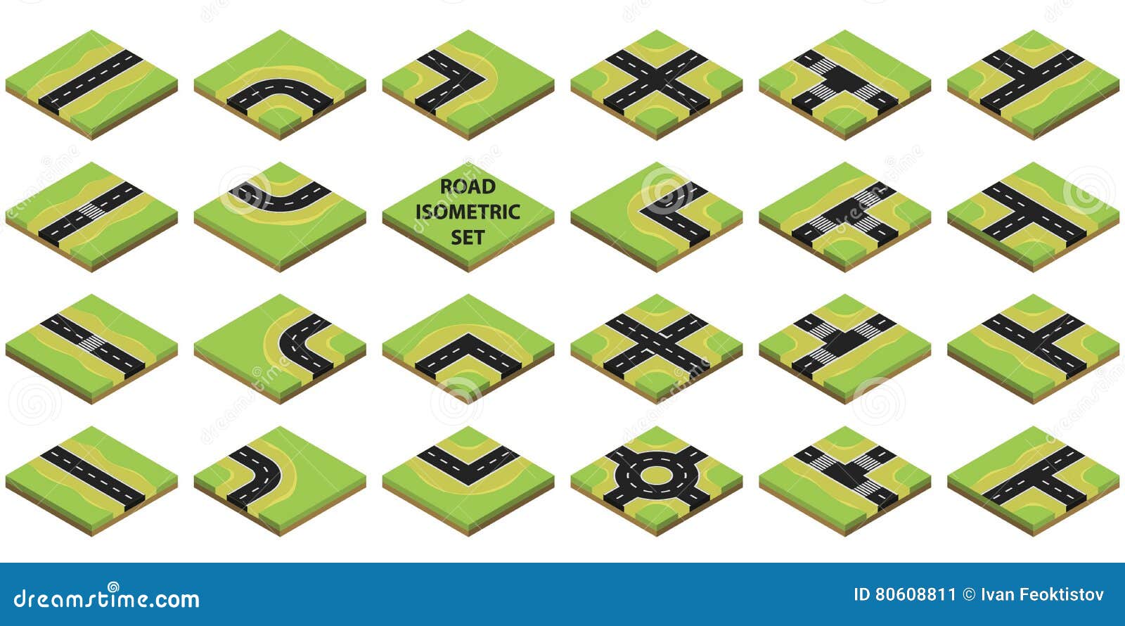 Constructor Roads in Isometric View Stock Vector - Illustration of navigation, strip: 80608811