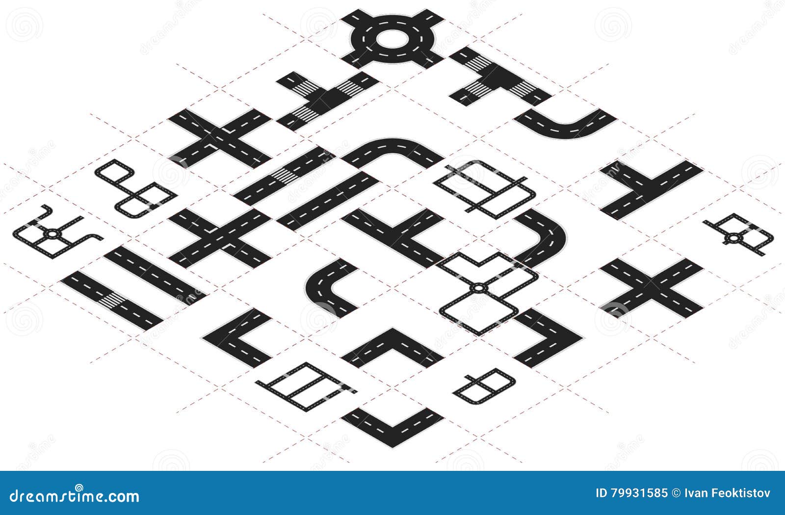 Constructor Roads in Isometric View Stock Vector - Illustration of ...