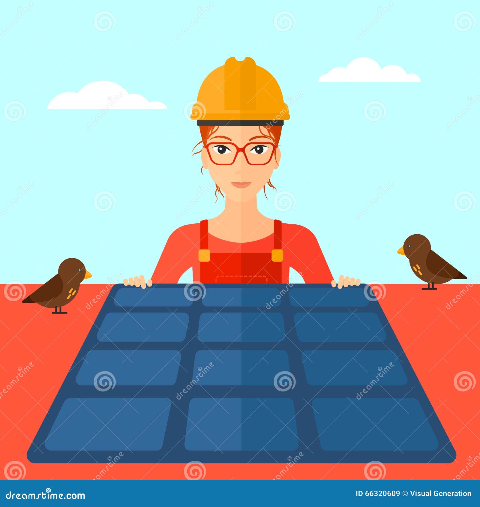 Constructor with Solar Panel. Stock Vector - Illustration of clean ...