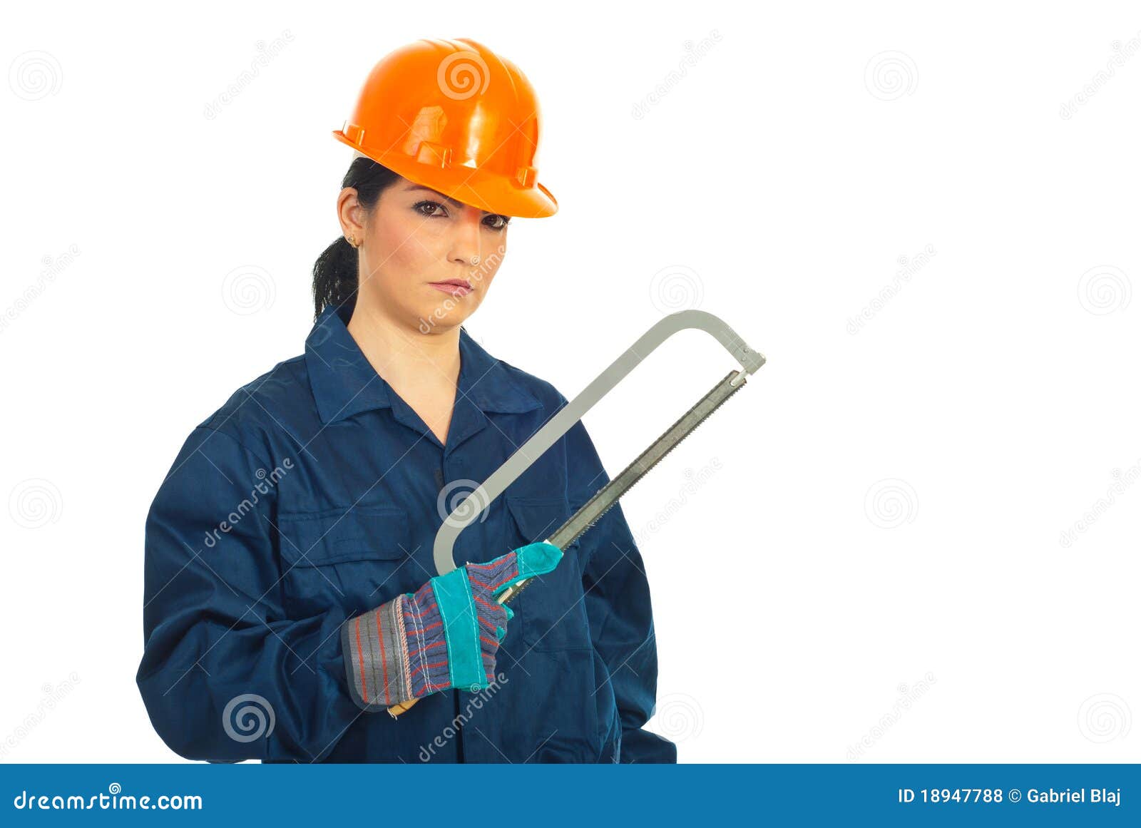 Constructor Worker Woman with Copy Space Stock Photo - Image of holding ...