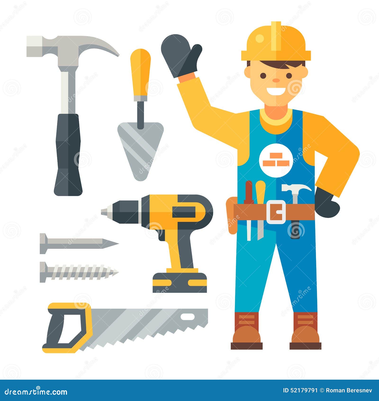 Constructor Y Sus Instrumentos Clásicos Ilustración del Vector ...