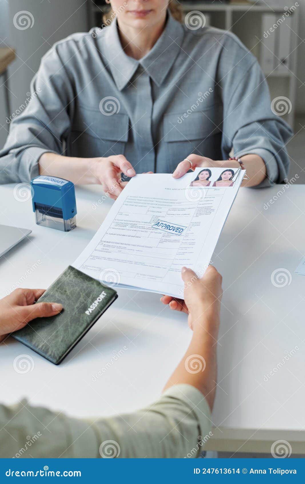 Consular Officer Giving Documents Back Stock Photo - Image of consulate ...