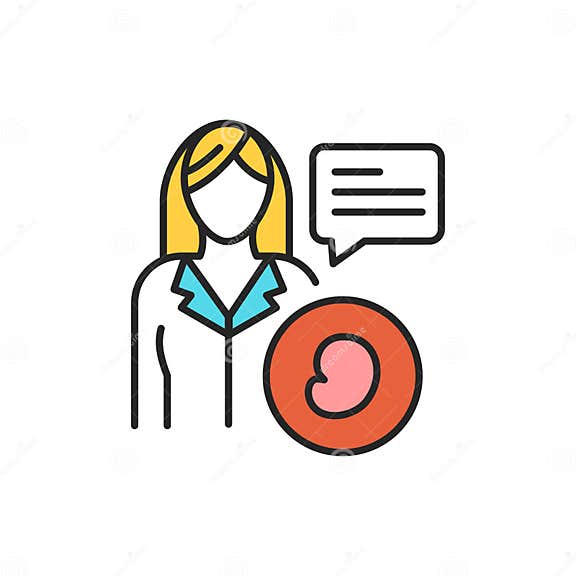 Consulta Con El Médico Ginecólogo Icono De Color De Línea Seguimiento