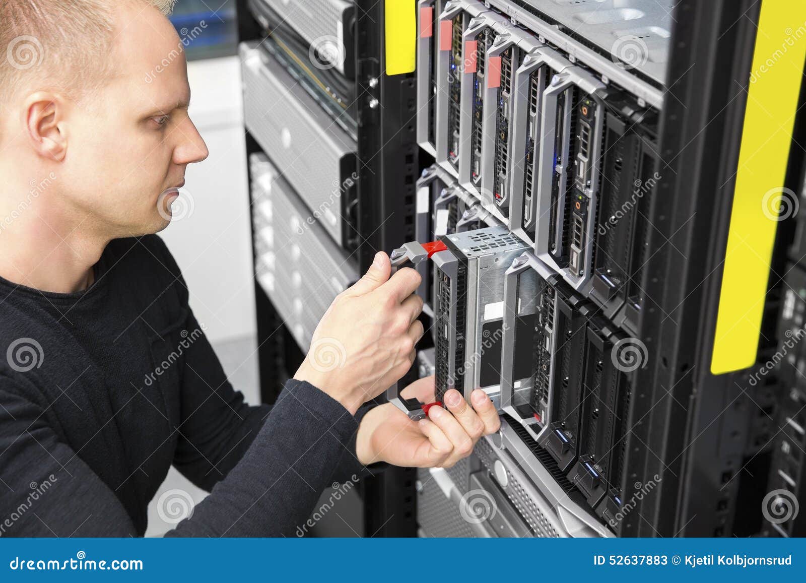 It Consultant Install Blade Server in Datacenter Stock Image - Image of ...