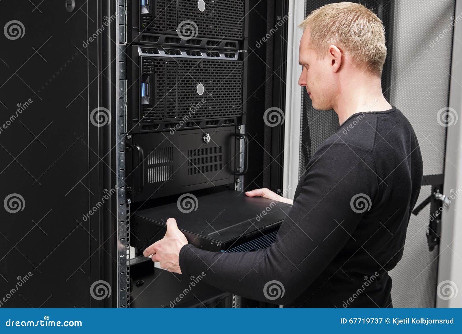 It Consultant Install Network Router in Datacenter Stock Image - Image ...
