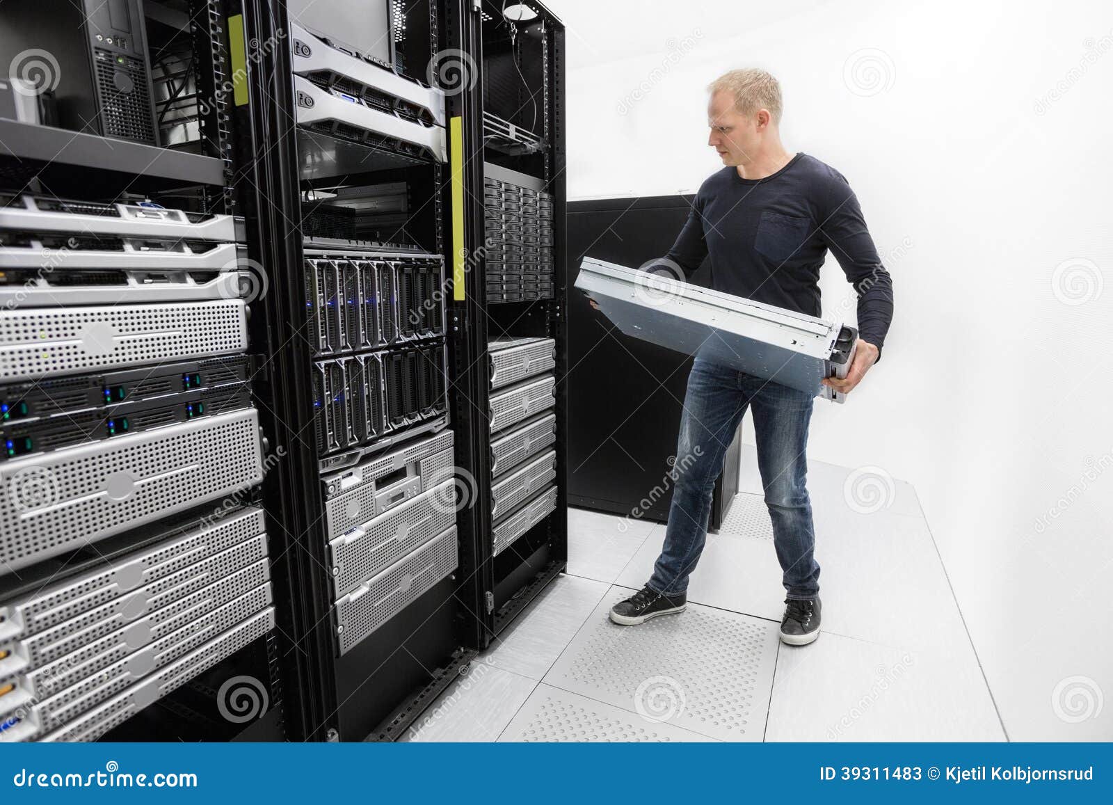 It Consultant Install Rack Server in Datacenter Stock Image - Image of ...