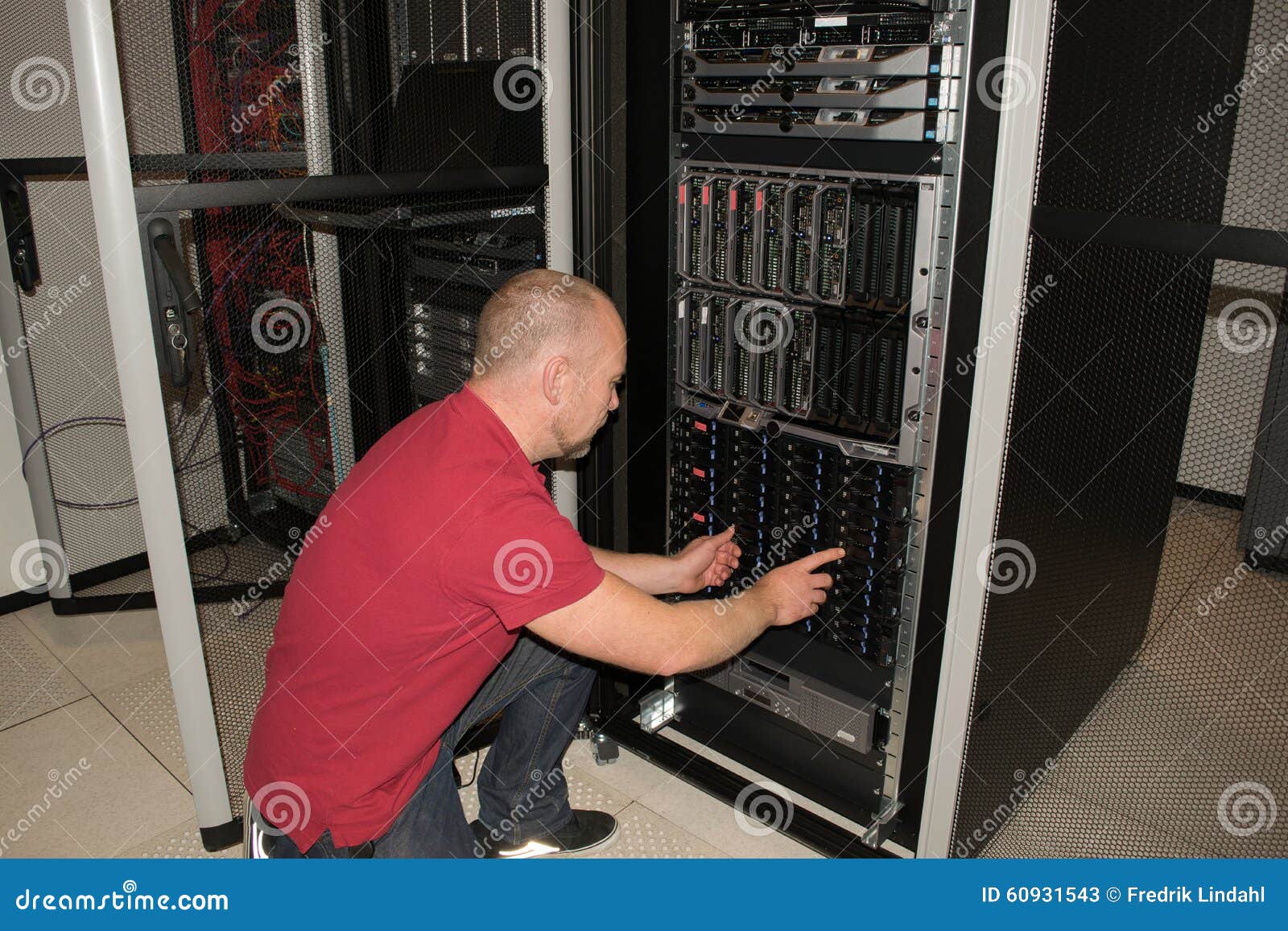 It Consultant Performs Work in a Data Center Stock Image - Image of ...