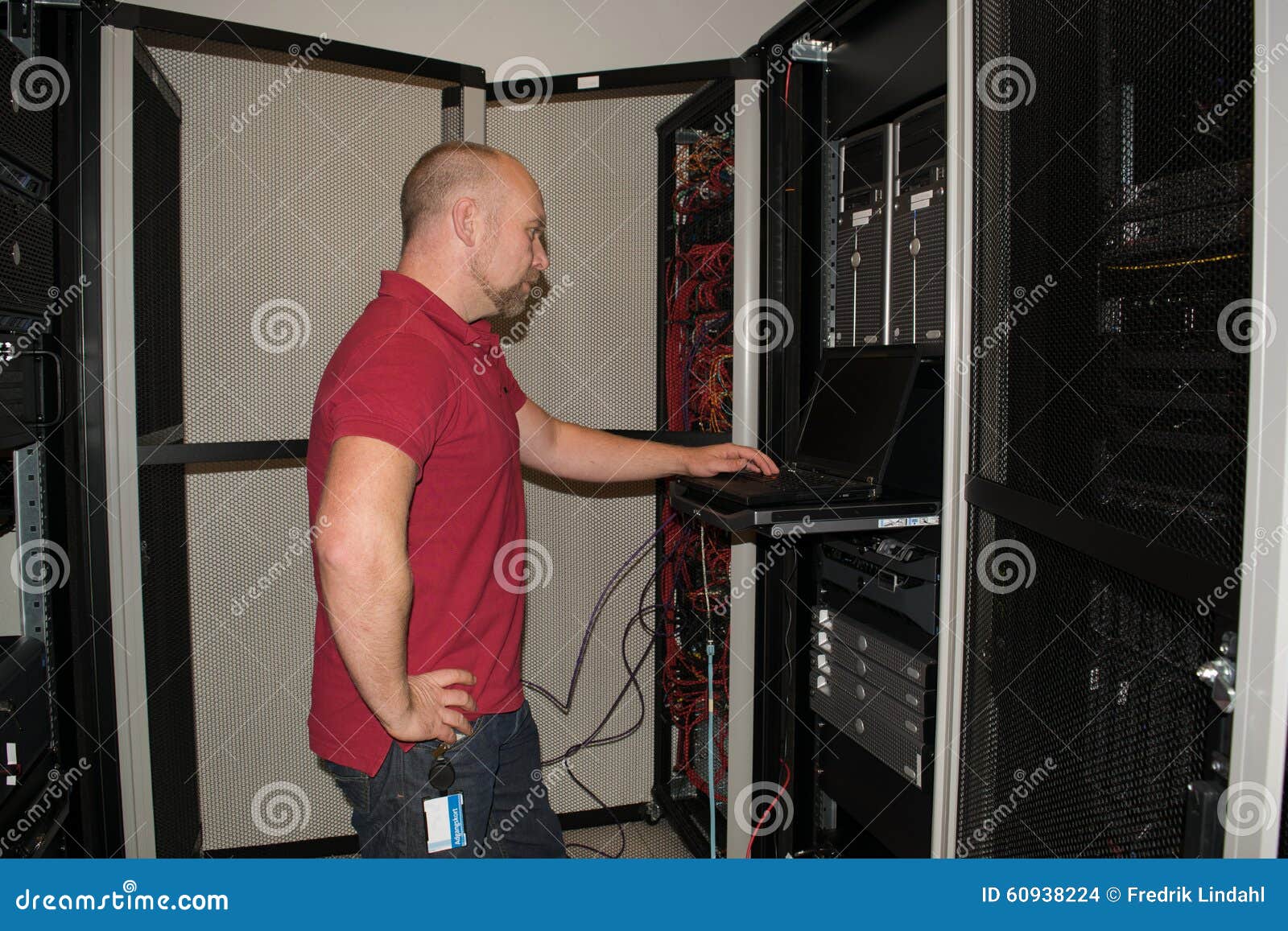 It Consultant Performs Work in a Data Center Stock Photo - Image of ...