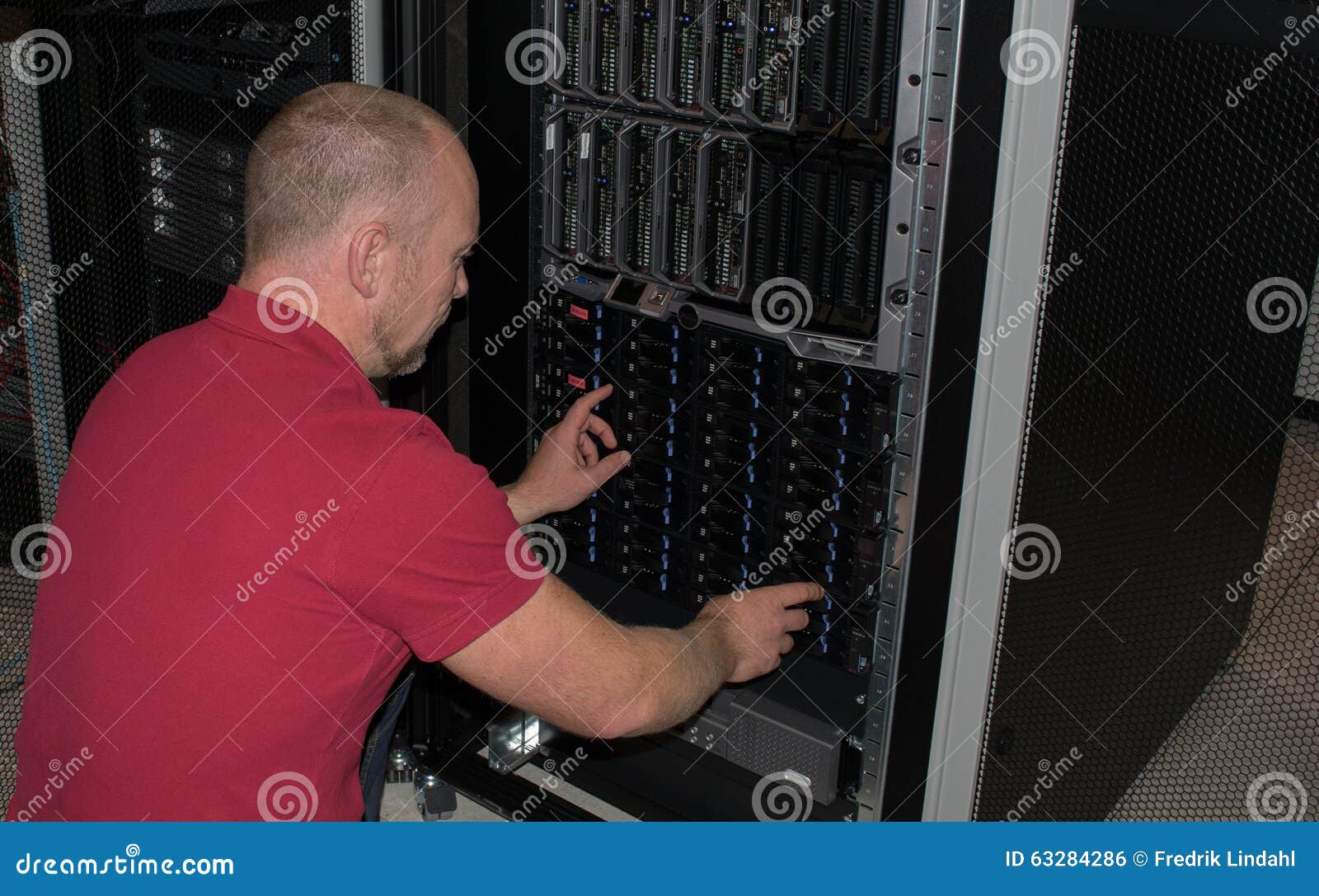 It Consultant Performs Work in a Data Center Stock Photo - Image of ...
