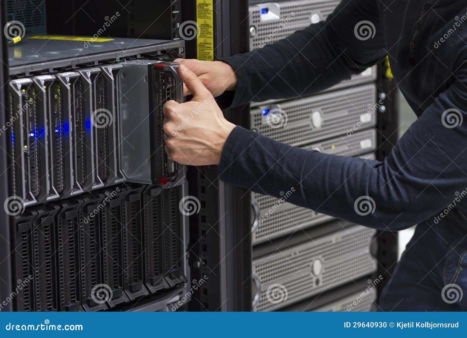 Blade Server Close-up In Series Of Mainframes In Data Center Royalty ...