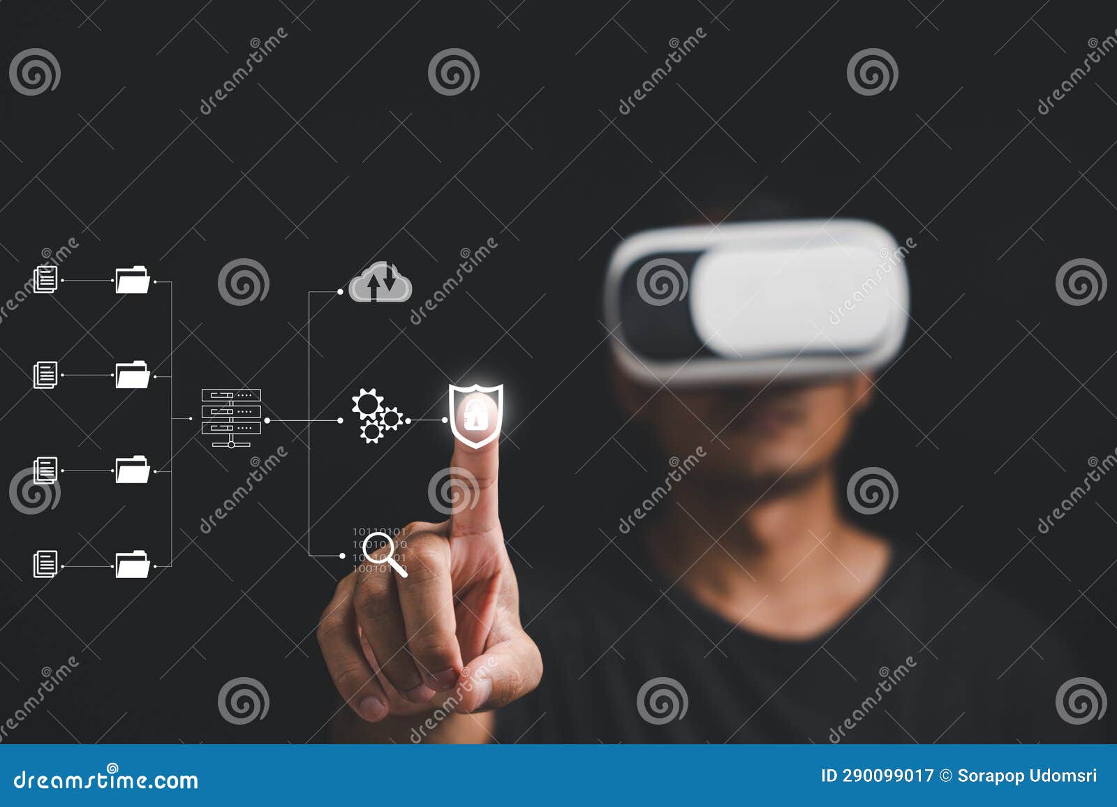 It Consultant in Virtual Reality VR Working with a Document Management ...
