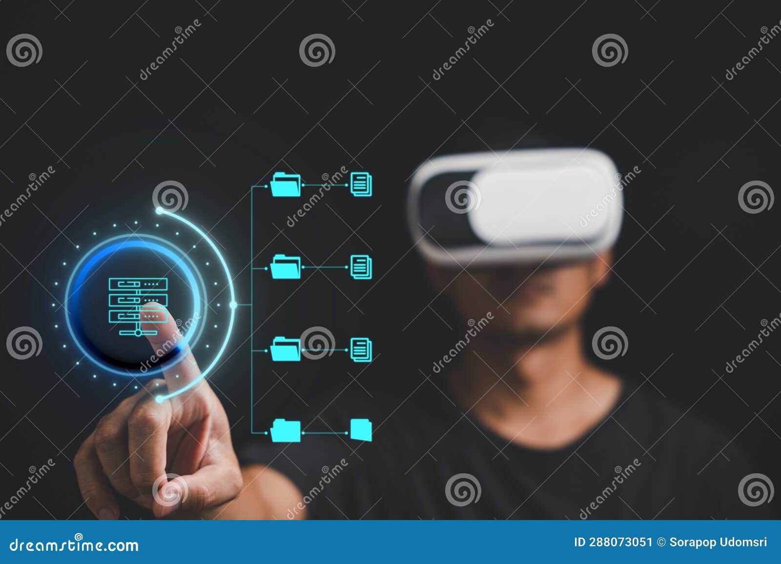 It Consultant in Virtual Reality VR Working with a Document Management ...