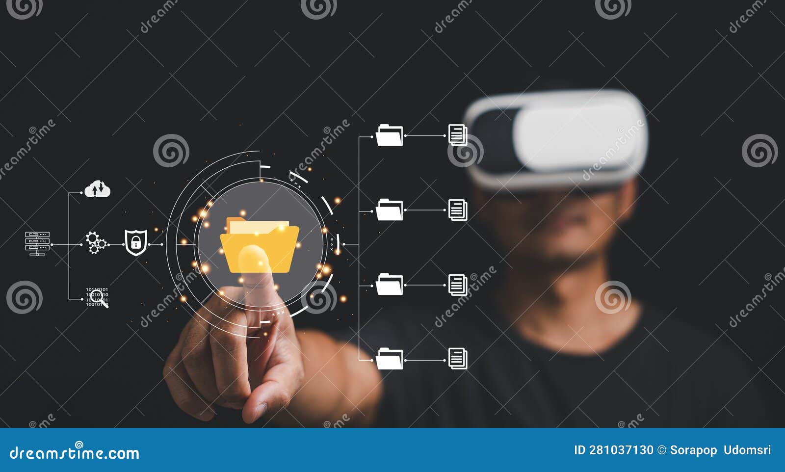 It Consultant in Virtual Reality VR Working with a Document Management ...