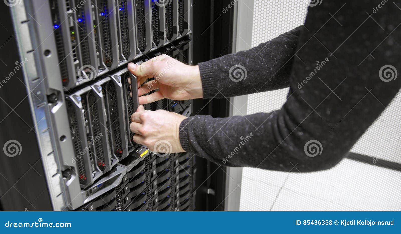 It Consultant Working with Blade Server in Datacenter Stock Photo ...