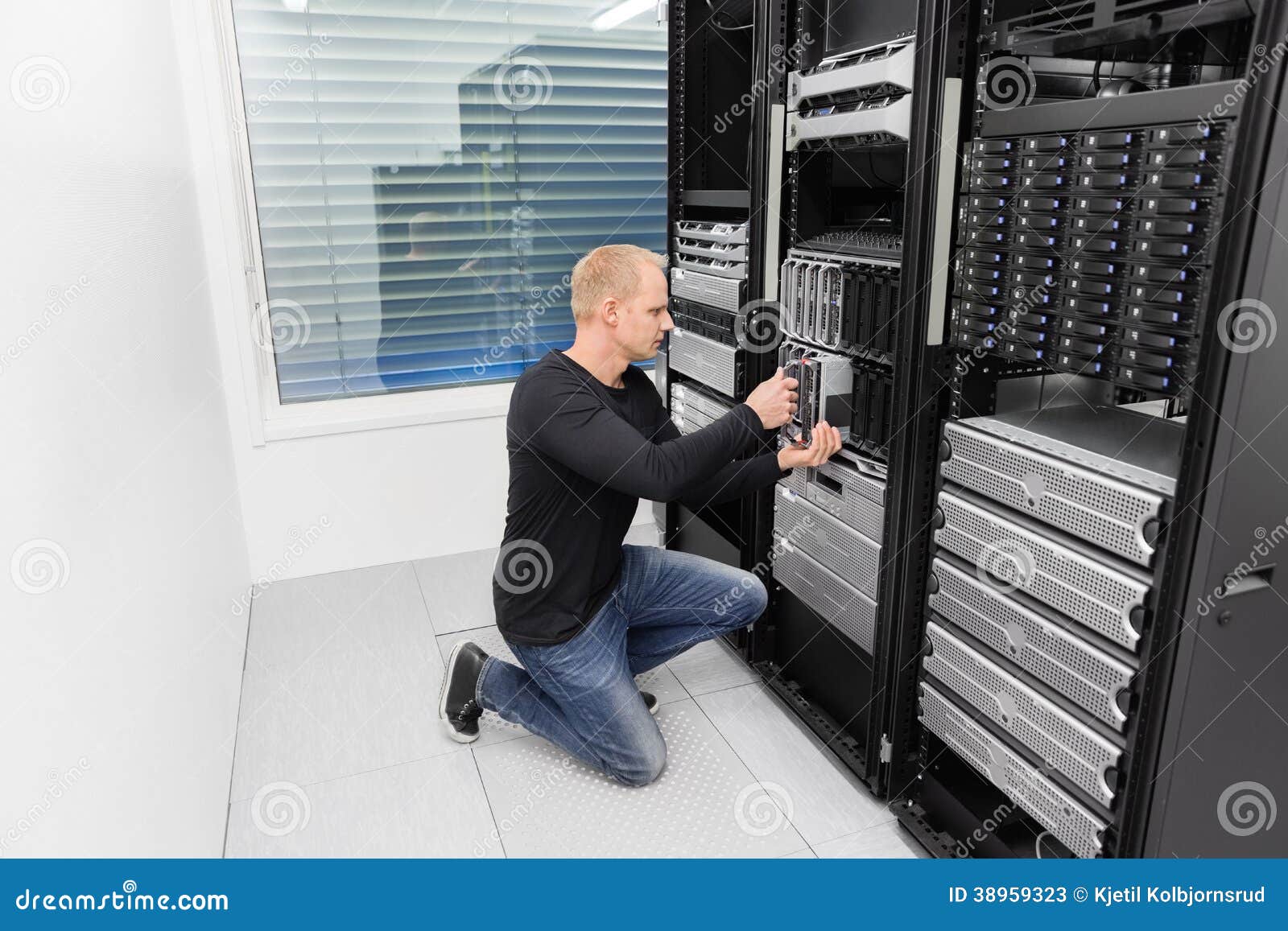 It Consultant Working in Datacenter Stock Image - Image of holding ...