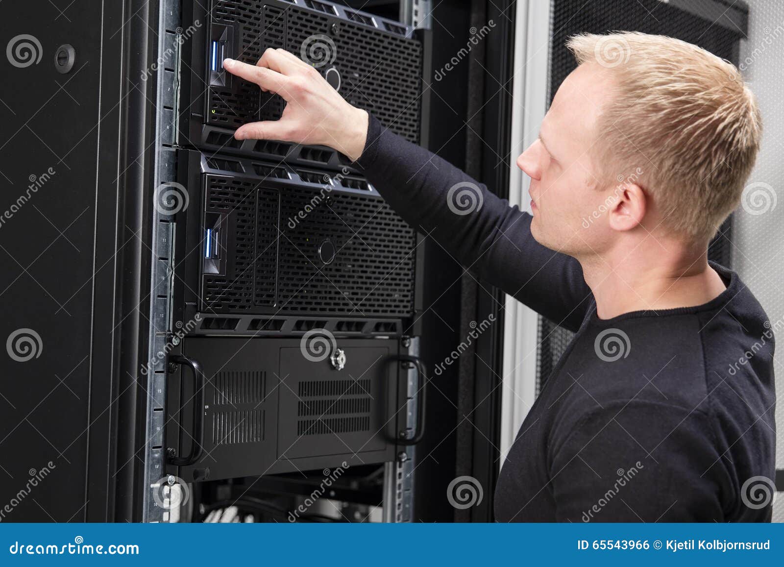 It Consultant Working with Servers in Datacenter Stock Photo - Image of ...