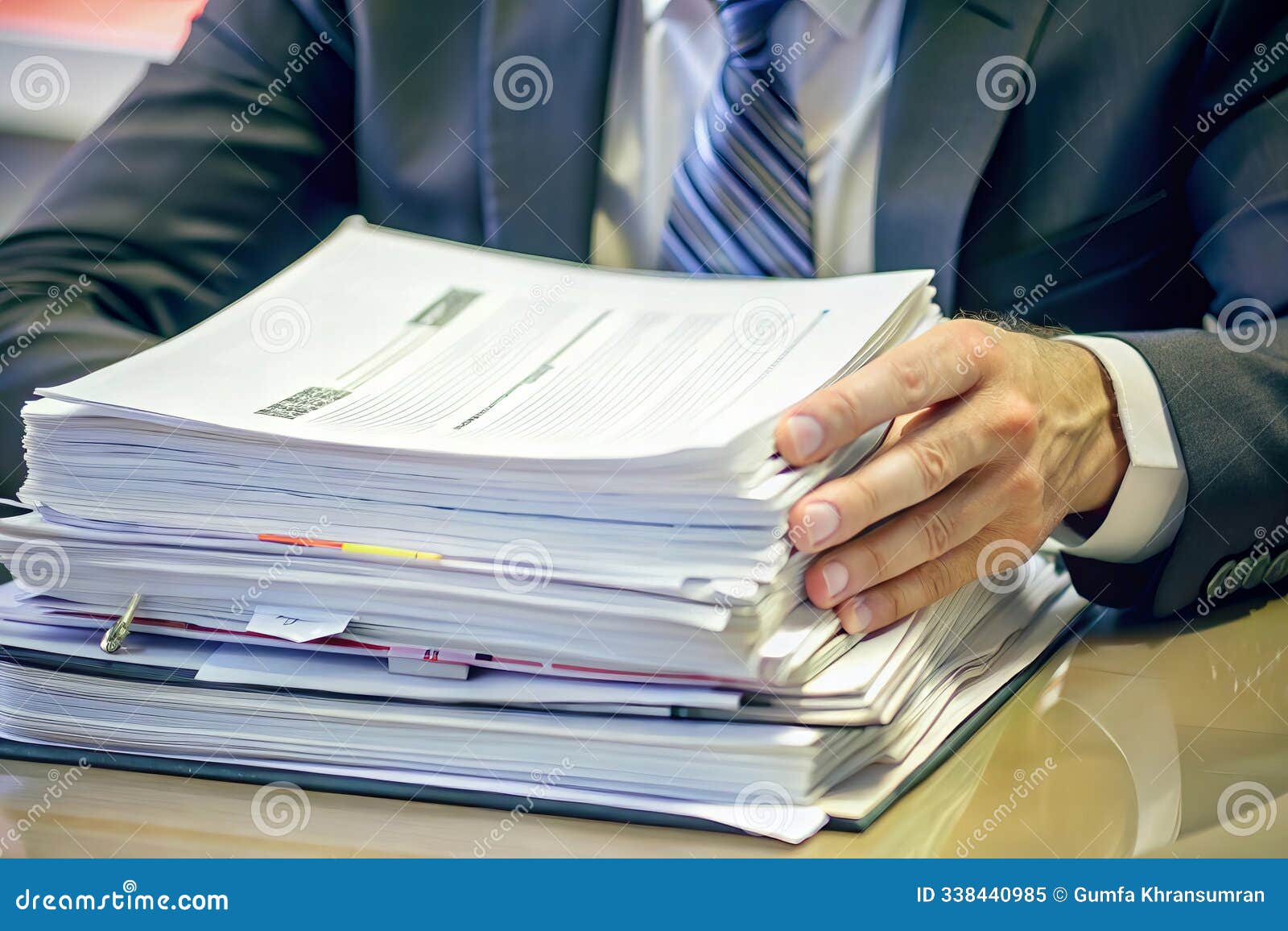 Consultants Hand Resting on Stack of Important Documents, Showcasing ...