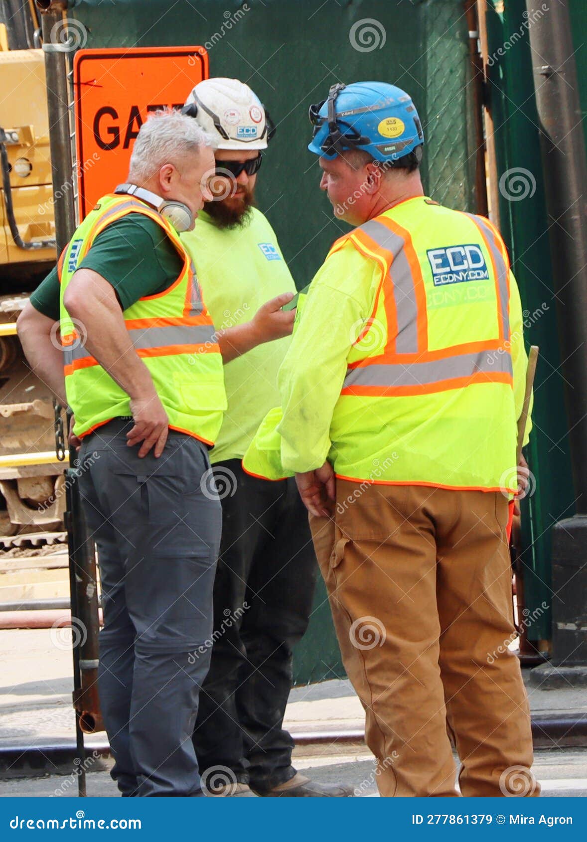 Consultation among Construction Workers in NYC Editorial Stock Image ...