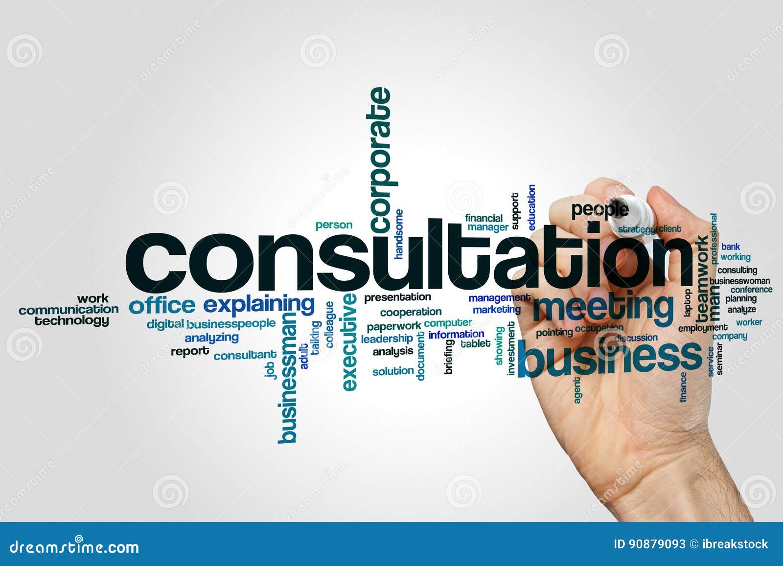 Consultation Word Cloud Concept on Grey Background Stock Image - Image ...