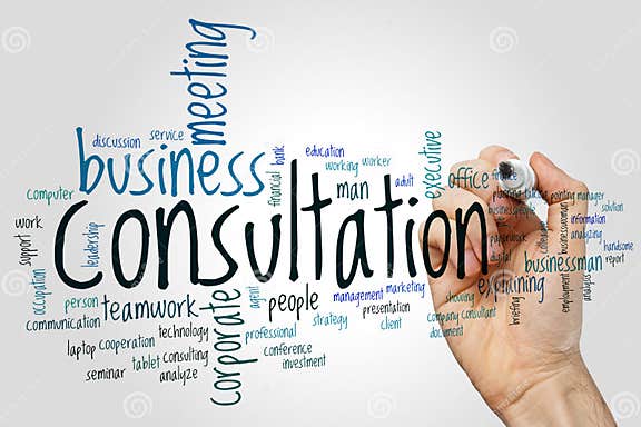 Consultation Word Cloud Concept on Grey Background Stock Photo - Image ...