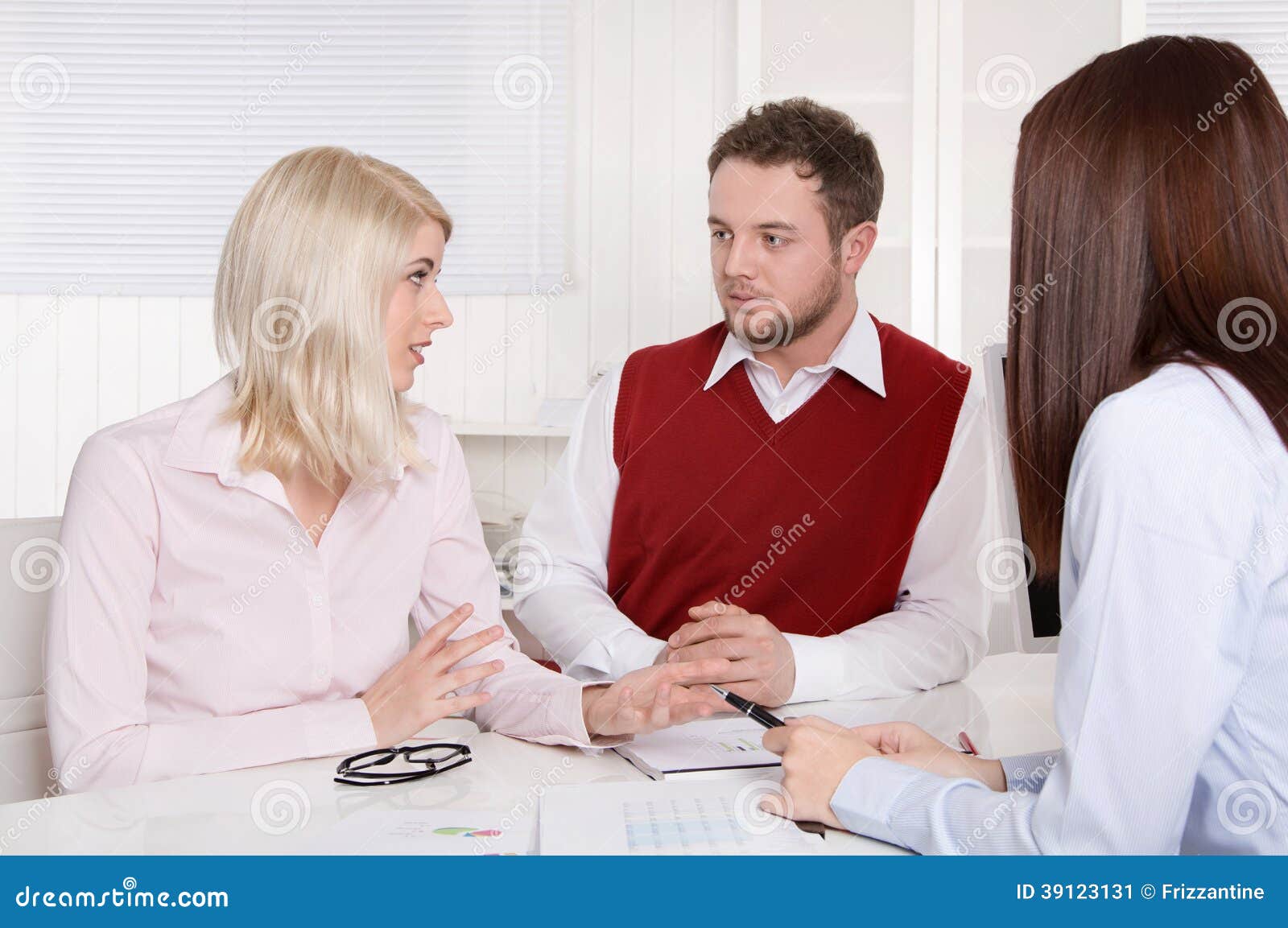 Consultation with Young Couple at Office. Stock Image - Image of ...