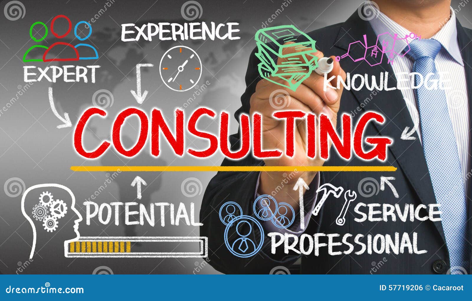 Consulting Concept Chart with Business Elements Stock Photo - Image of ...