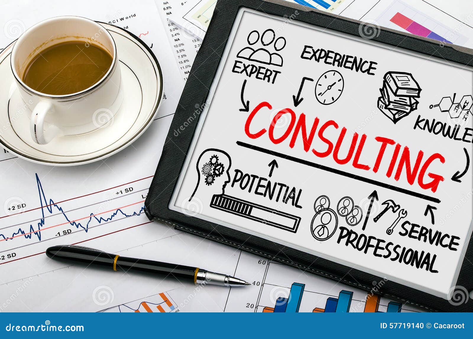 Consulting Concept Chart with Business Elements Stock Photo - Image of ...