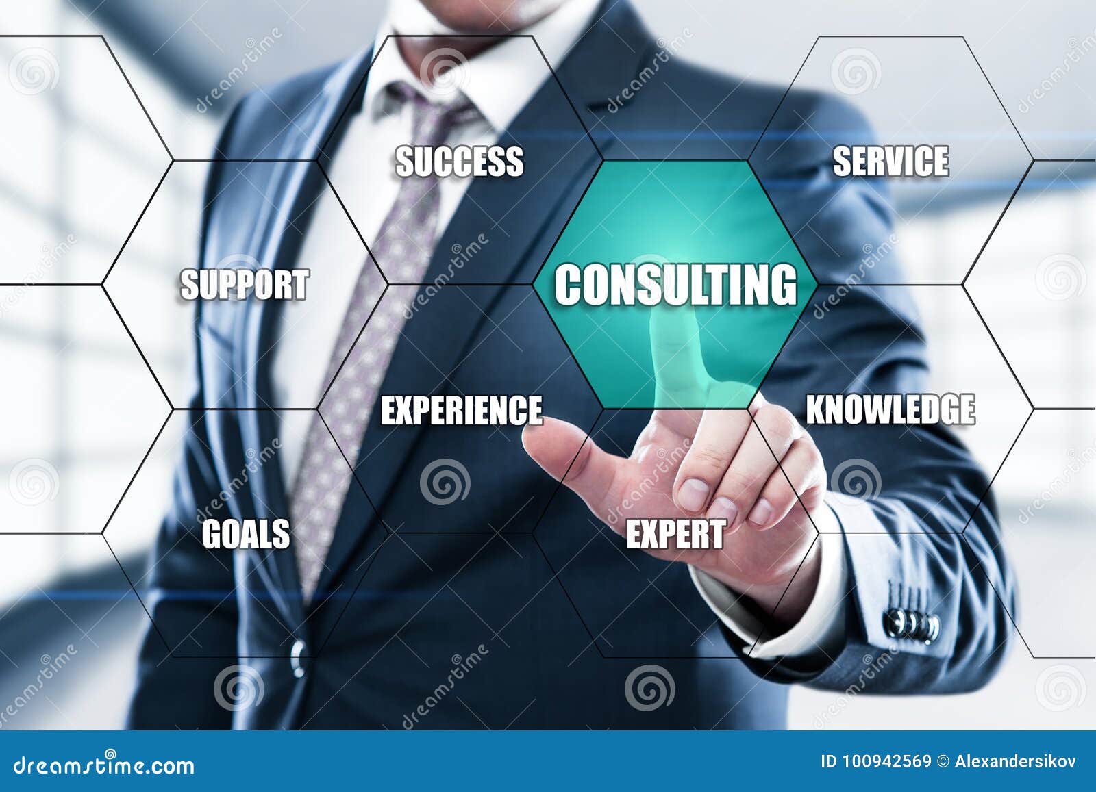 Consulting Expert Advice Support Concept on the Hexagons and ...