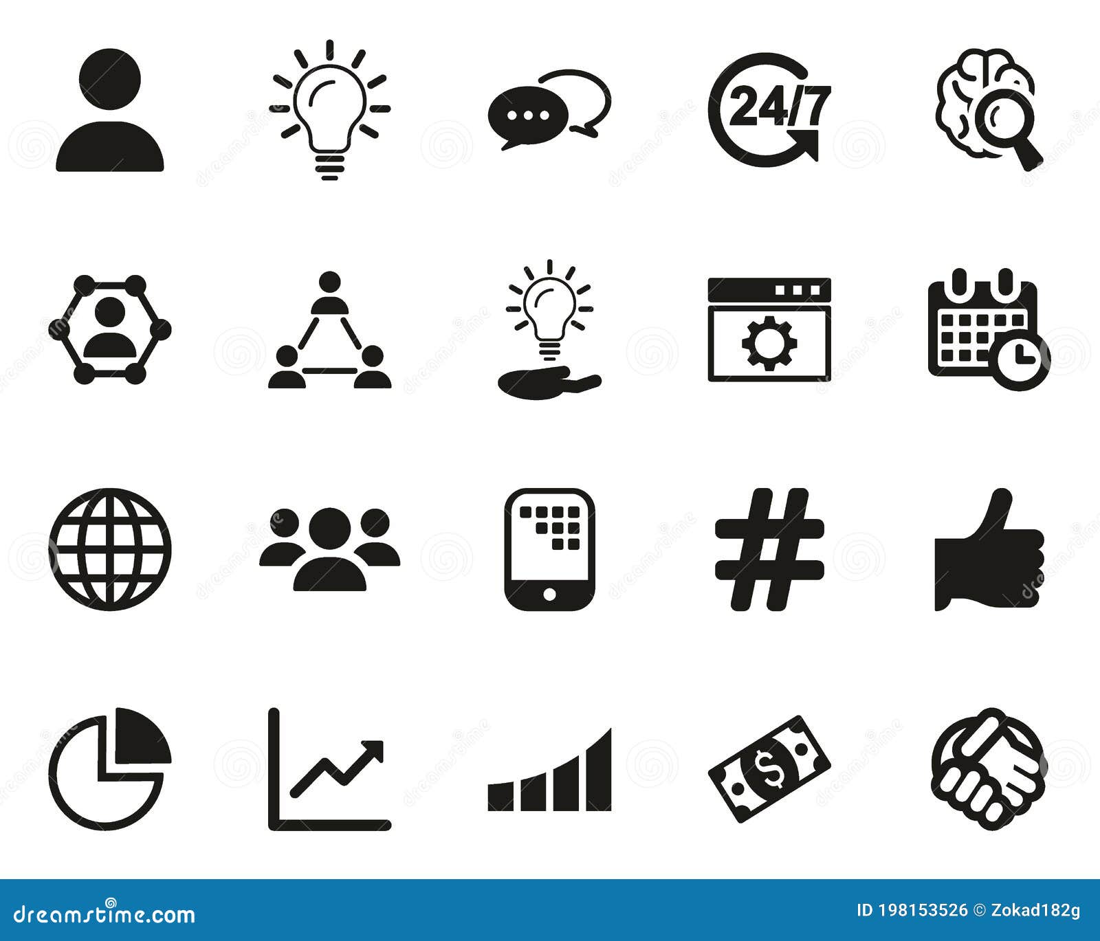 Consulting Icons Black & White Set Big Stock Vector - Illustration of ...