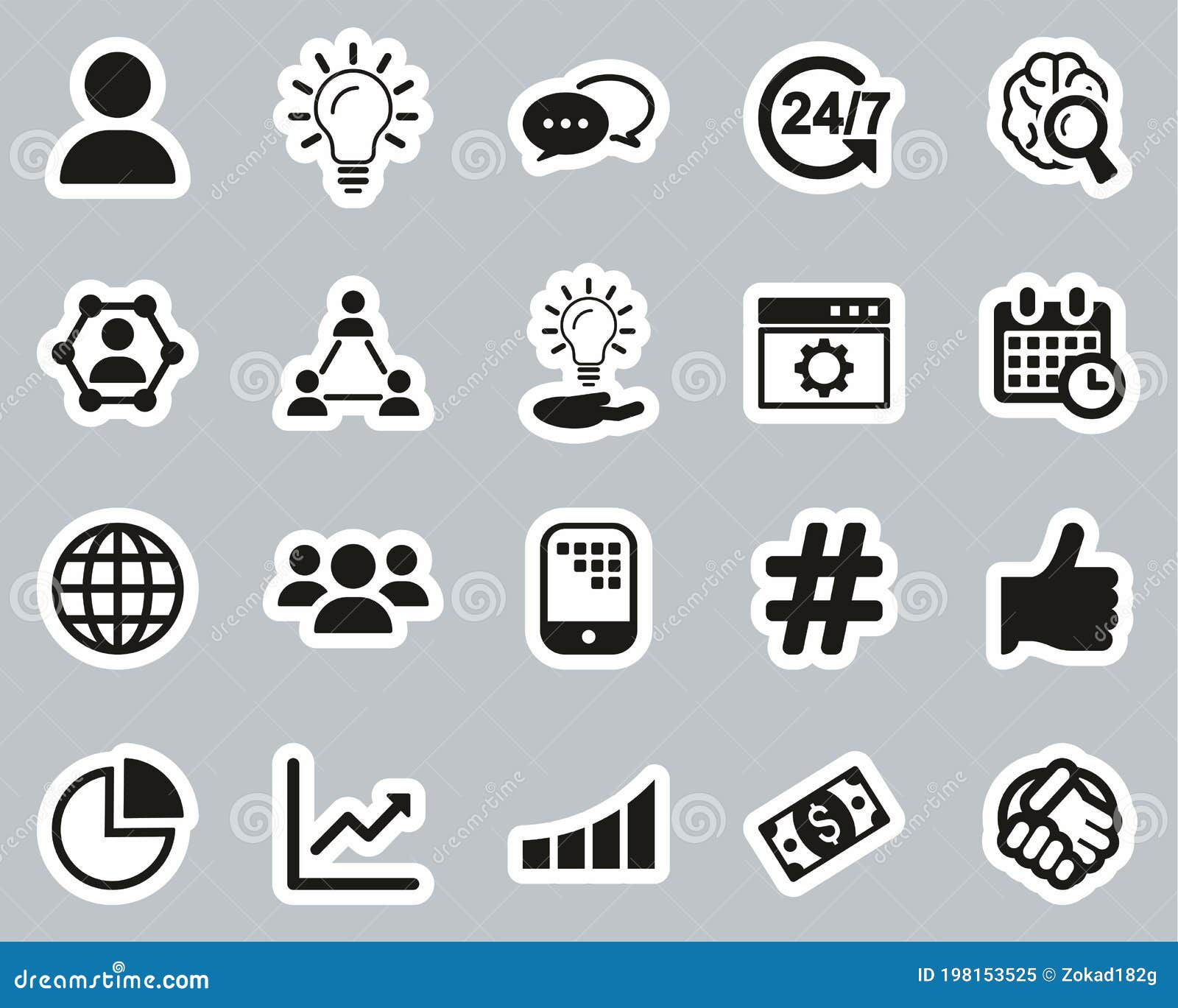 Consulting Icons Black & White Sticker Set Big Stock Vector ...