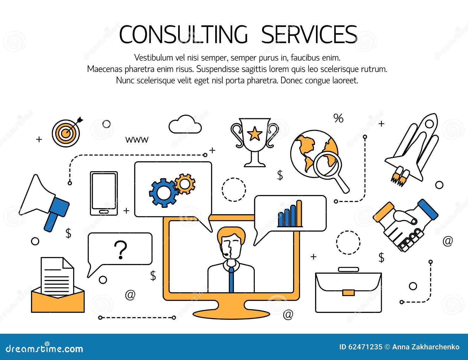 Consulting Services Outline Concept, Technical Stock Vector ...