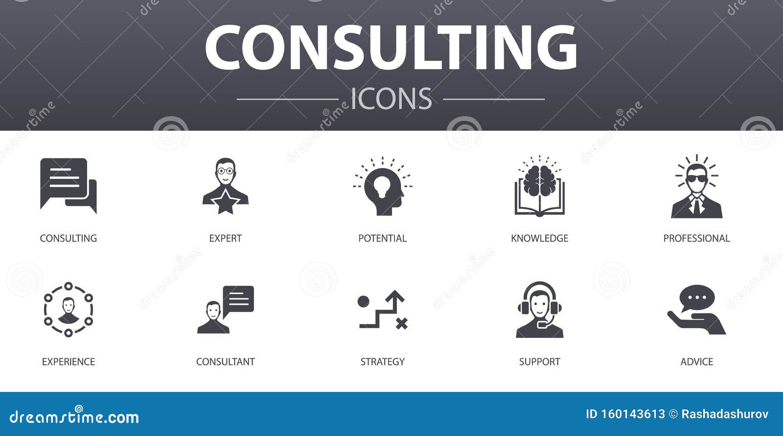 Consulting Simple Concept Icons Set Stock Vector - Illustration of ...