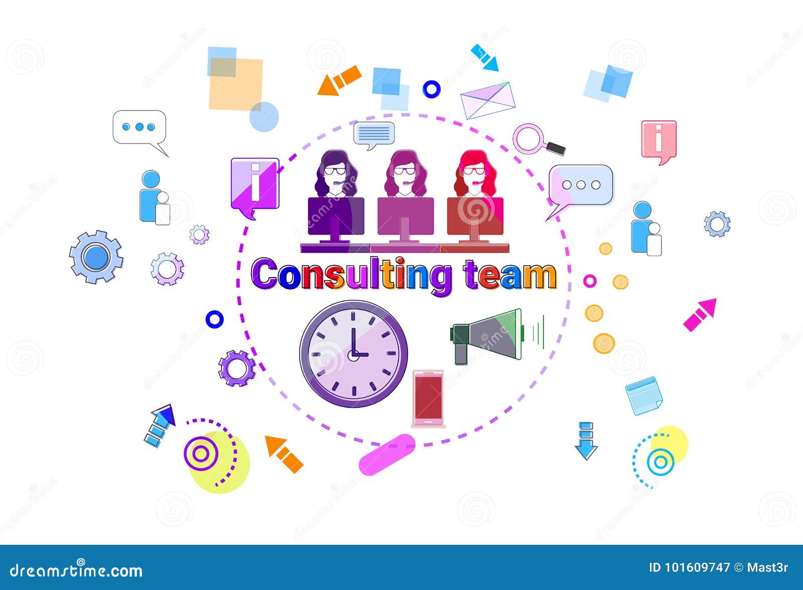 Consulting Team Support Technical Online Chat Web Banner Stock Vector ...