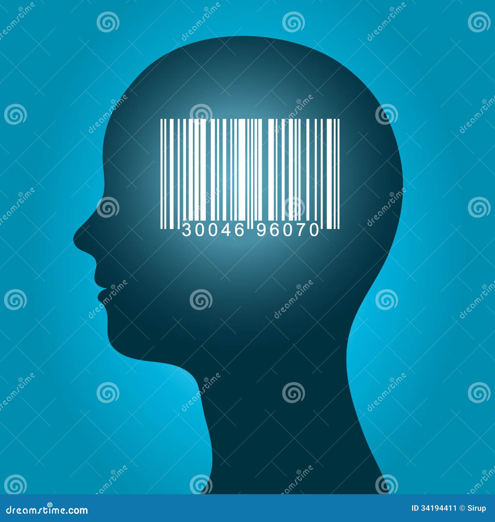 Consumer Barcode in a Female Head Stock Vector - Illustration of ...
