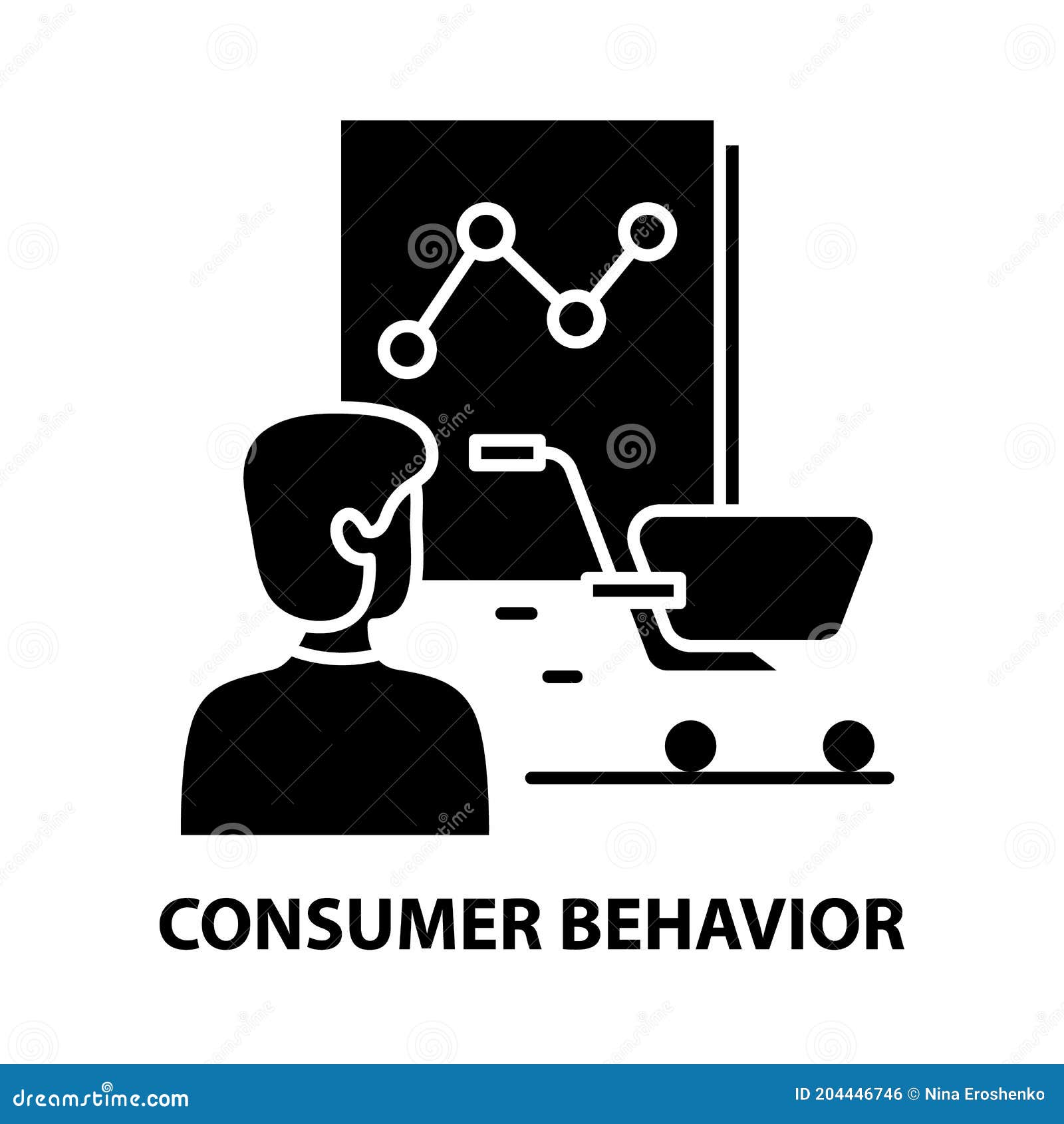 Consumer Behavior Analytics Icon, Black Vector Sign with Editable ...